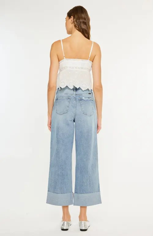 KANCAN Alfie 90s High-rise Cropped Wide Leg Jeans - Medium Wash