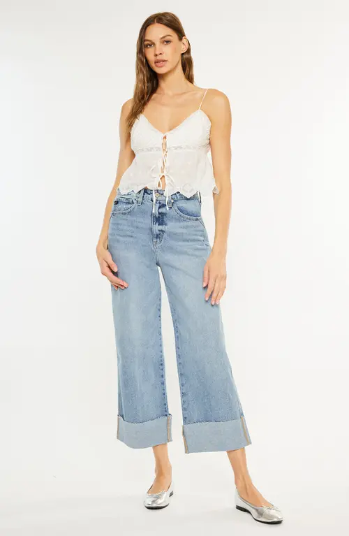 KANCAN Alfie 90s High-rise Cropped Wide Leg Jeans - Medium Wash