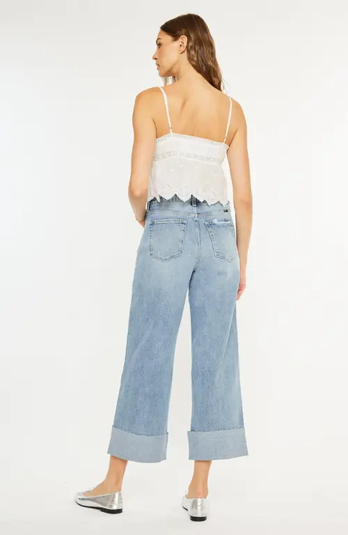 KANCAN Alfie 90s High-rise Cropped Wide Leg Jeans - Medium Wash