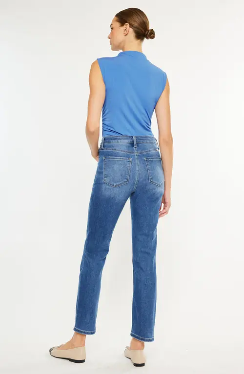 KANCAN High-rise Slim Straight Jeans - Medium Wash