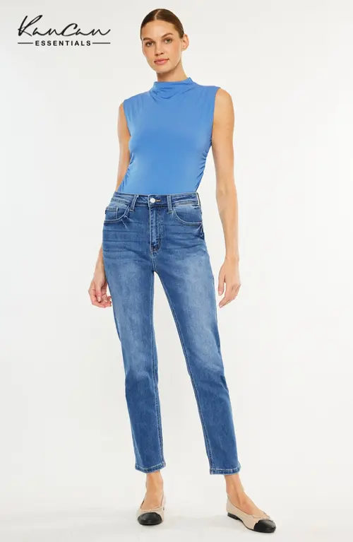 KANCAN High-rise Slim Straight Jeans - Medium Wash