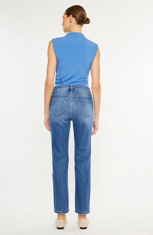 KANCAN High-rise Slim Straight Jeans - Medium Wash