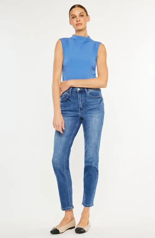 KANCAN High-rise Slim Straight Jeans - Medium Wash