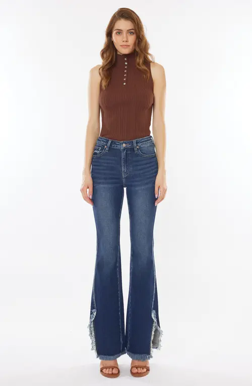 KANCAN High-rise Frayed Bootcut Jeans