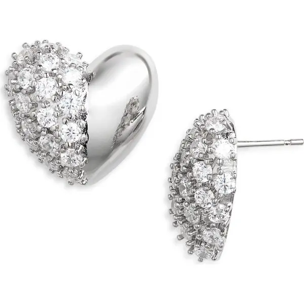 JUSTINE CLENQUET Siam Crystal Heart Earrings - Palladium