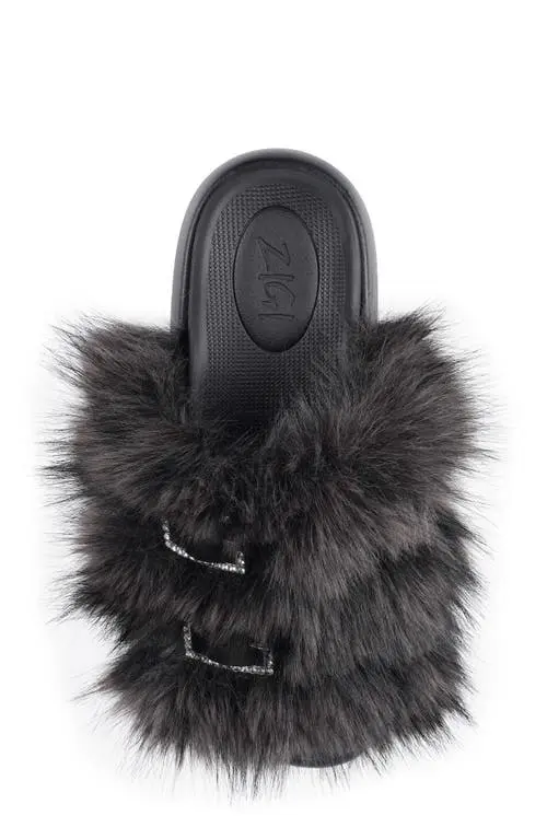 ZIGI Faux Fur Platform Sandal - Black
