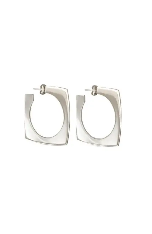 CXC Aldaba Slim Hoop Earrings - Silver
