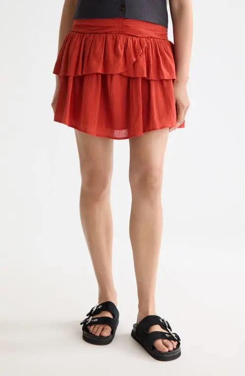 Scotch & Soda Crinkle Gauze Tiered Mini Skirt - Ketchup
