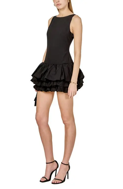 Endless Rose Bubble Hem Bodysuit Minidress - Black