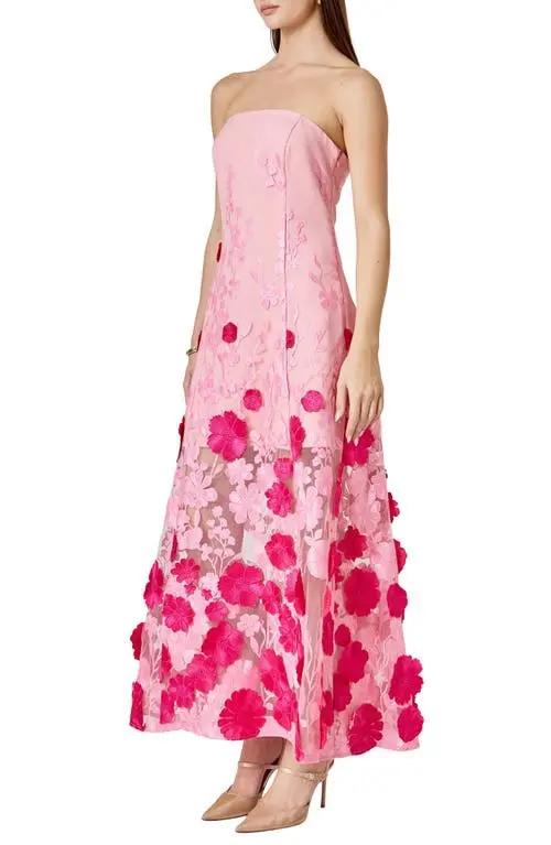 Endless Rose Embroidered Strapless Dress - Pink