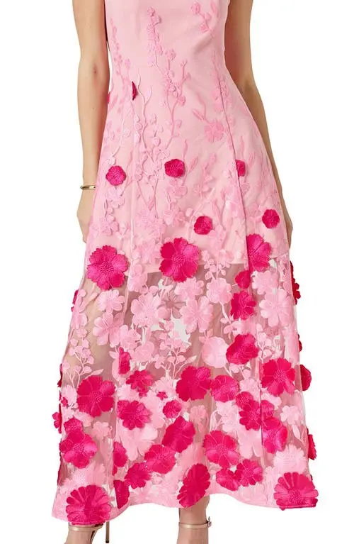 Endless Rose Embroidered Strapless Dress - Pink