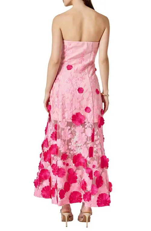 Endless Rose Embroidered Strapless Dress - Pink
