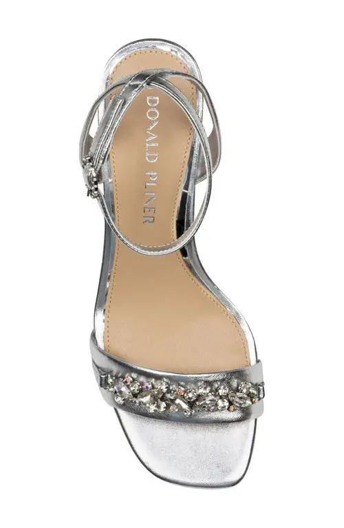 DONALD PLINER Crystal Ankle Strap Sandal - Silver