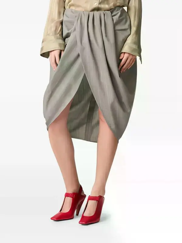 Stella McCartney Ruched Pinstripe Midi Skirt