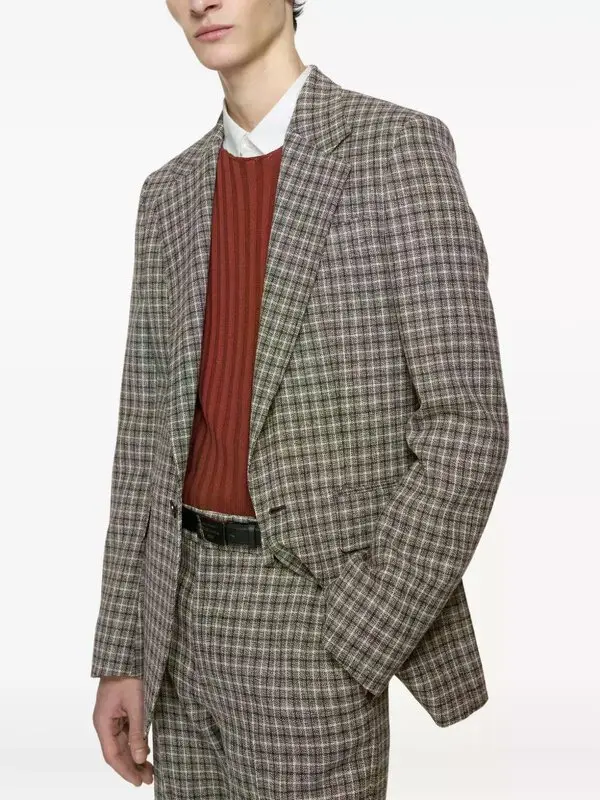 Acne Studios Checked Wool Blazer - Brown