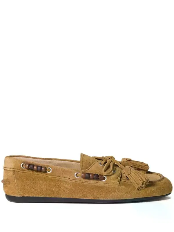 Miu Miu Suede Tassel Loafers - Green