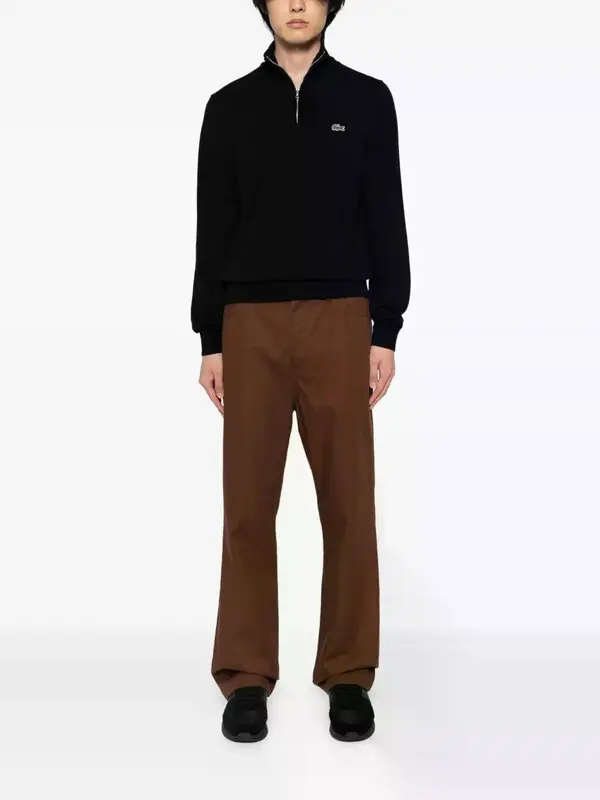 Lacoste Cotton Zip Neck Top