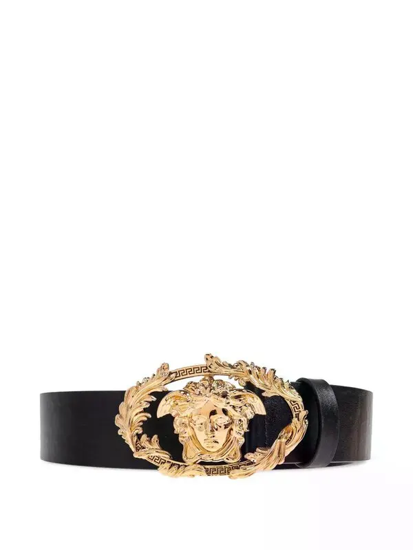 Versace Medusa-head Leather Belt - Black