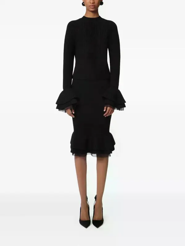 Nina Ricci Ruffled-cuff Wool Top