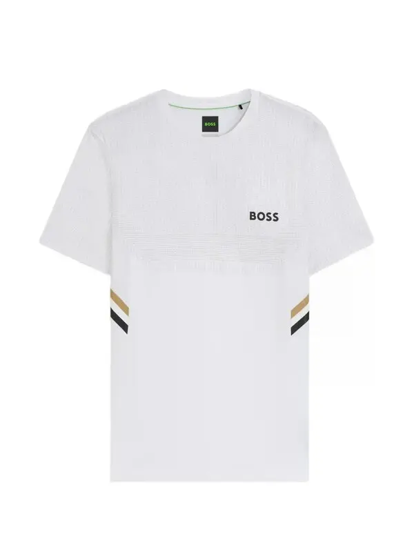 BOSS Active Piqué Slim-fit T-shirt With Moisture Management - White