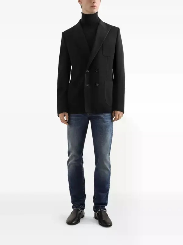 Dolce & Gabbana Double-breasted Silk Blazer - Blue
