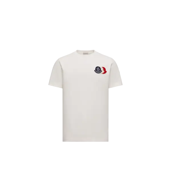 Moncler Embroidered Tricolor Logo Cotton T-shirt - White