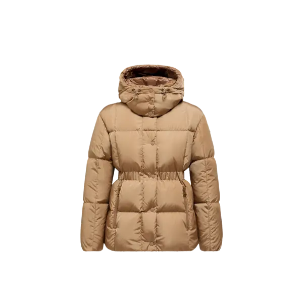 Moncler Agneux Square-quilted Hooded Down Jacket - Beige