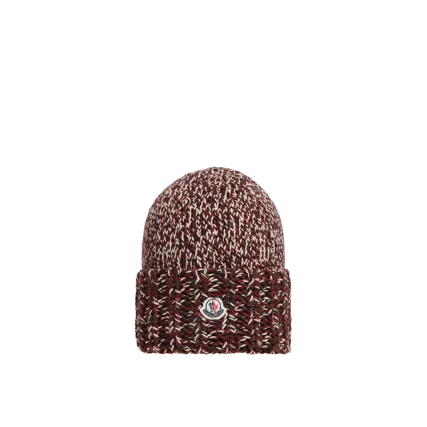 Moncler Mouliné Wool Blend Beanie - Red