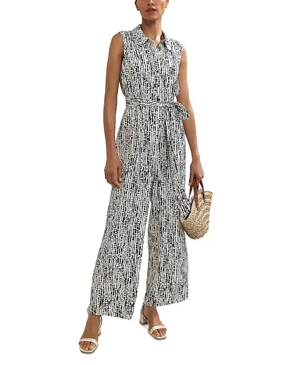 PHASE EIGHT Janine Spot Print Sleeveless Jumpsuit - Black/ivory