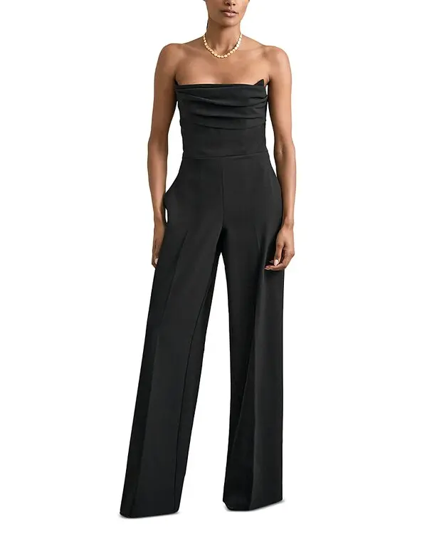 REISS Ayla Structured Bandeau Jumpsuit - Black