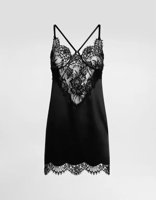 Dolce & Gabbana Satin And Lace Slip - Black