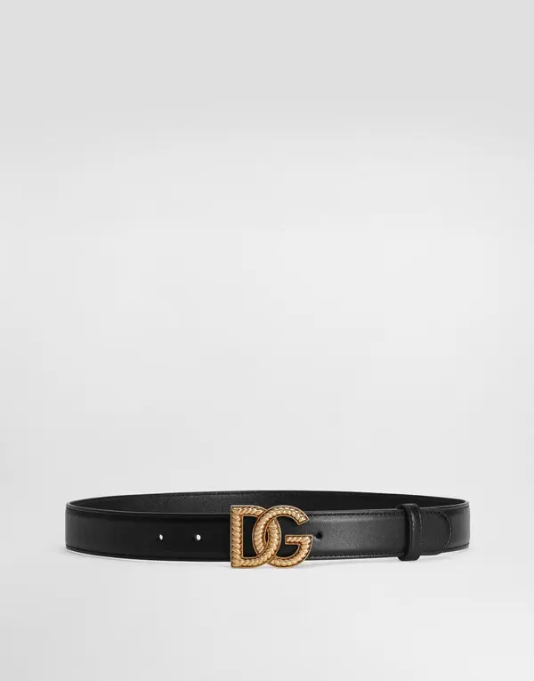Dolce & Gabbana Dg Logo Calfskin Belt - Black