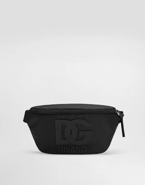 Dolce & Gabbana Nylon Waist Bag With Dg Rubber Patch - Black