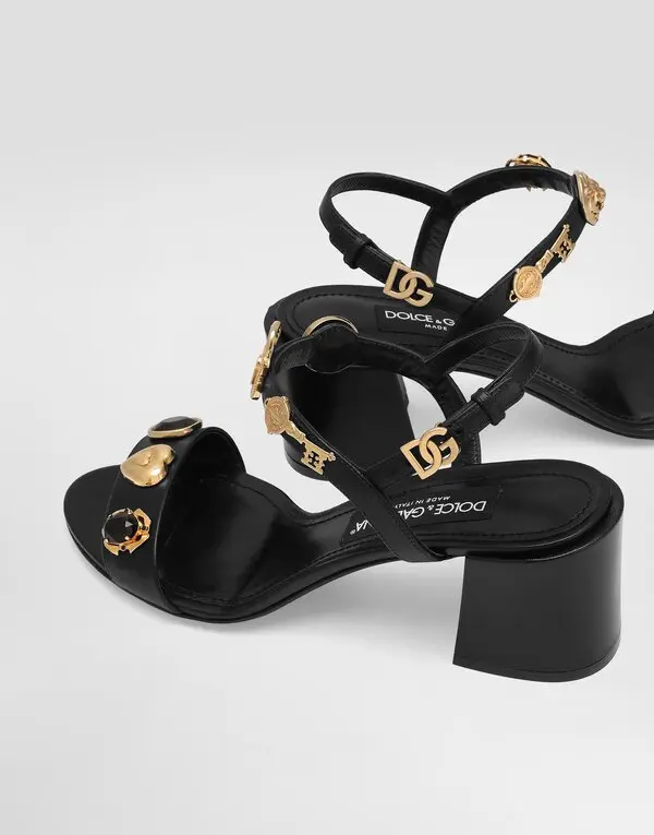 Dolce & Gabbana Keira Goatskin Sandals With Embroidery And Stones