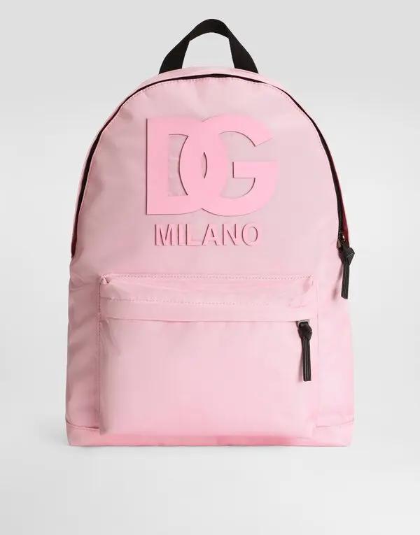 Dolce & Gabbana Nylon Backpack With Dg Rubber Patch - Pink