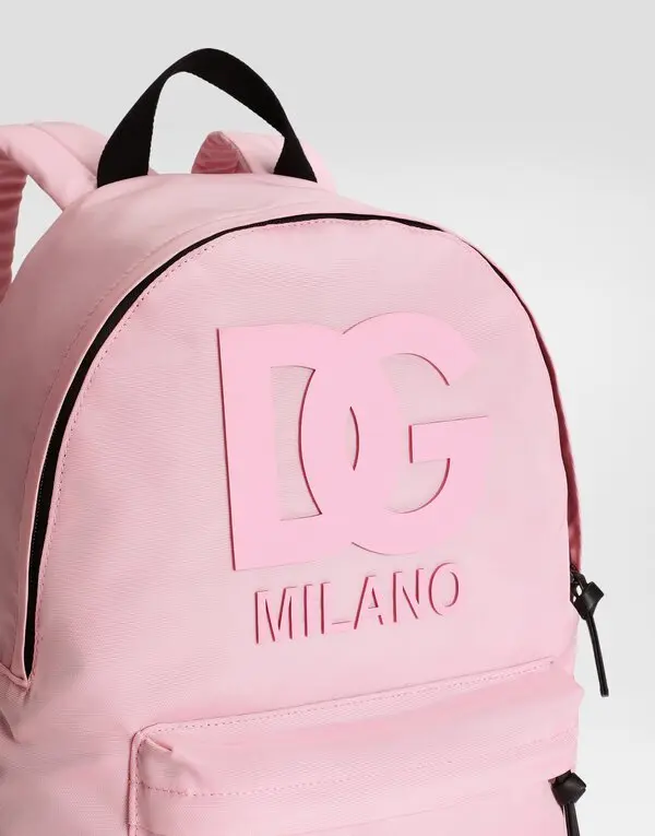 Dolce & Gabbana Nylon Backpack With Dg Rubber Patch - Pink