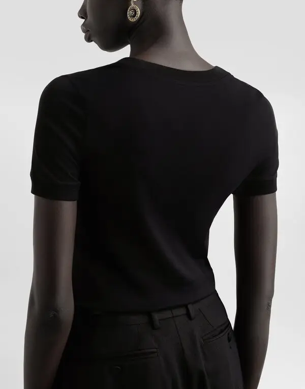 Dolce & Gabbana Cotton T-shirt With Swarovski Cross - Black
