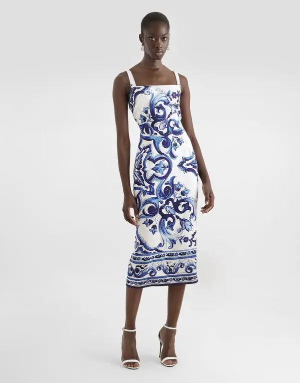 dolce gabbana blue majolica dress DOLCE&GABBANA Majolica Dress Blue – REAWAKE main image 0