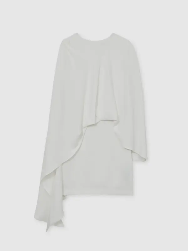 Halston Mini Asymmetric Cape Dress