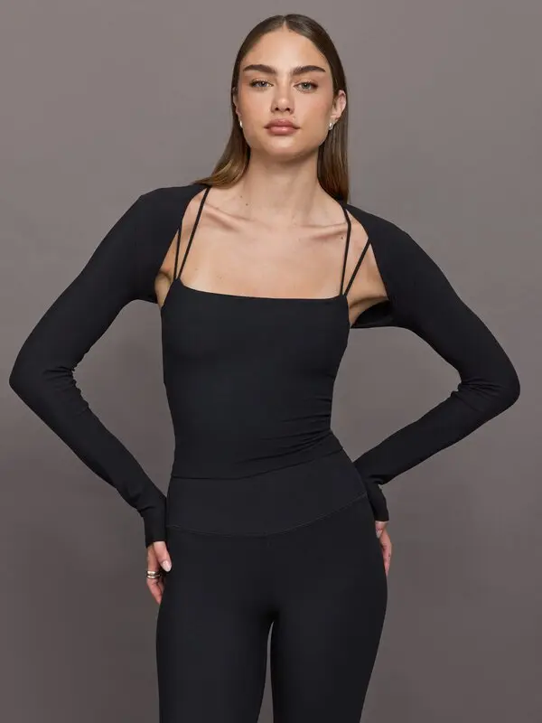 Carbon38 Long Sleeve Active Shrug - Black