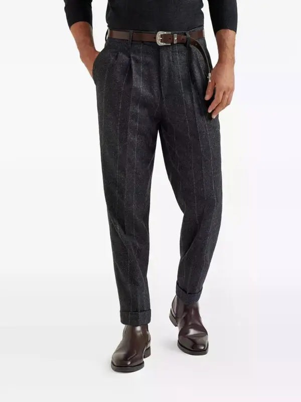 Brunello Cucinelli Pinstripe Pleated Trousers