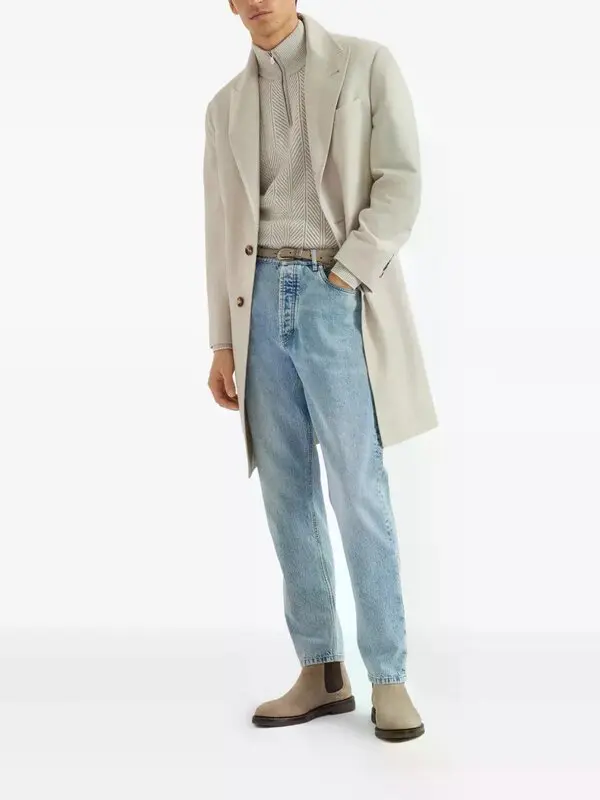 Brunello Cucinelli Herringbone Half-zip Sweater
