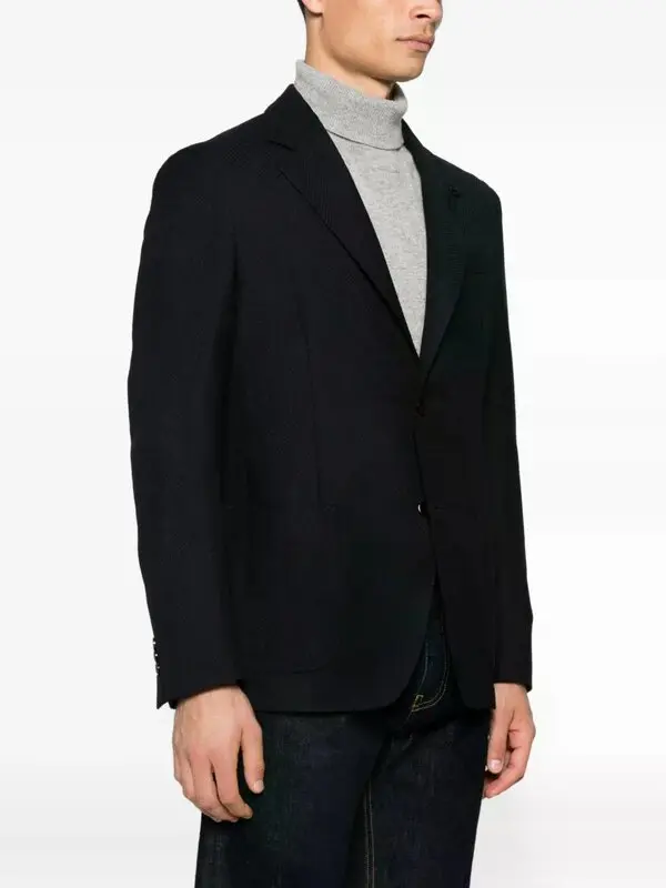 LARDINI Patch-pocket Single-breasted Blazer - Blue