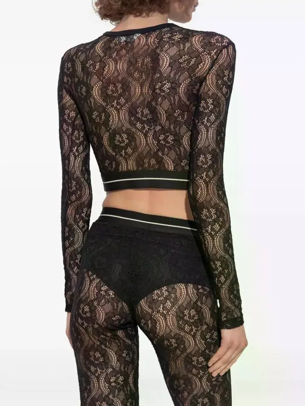 Palm Angels Lace-panel Long-sleeve Top