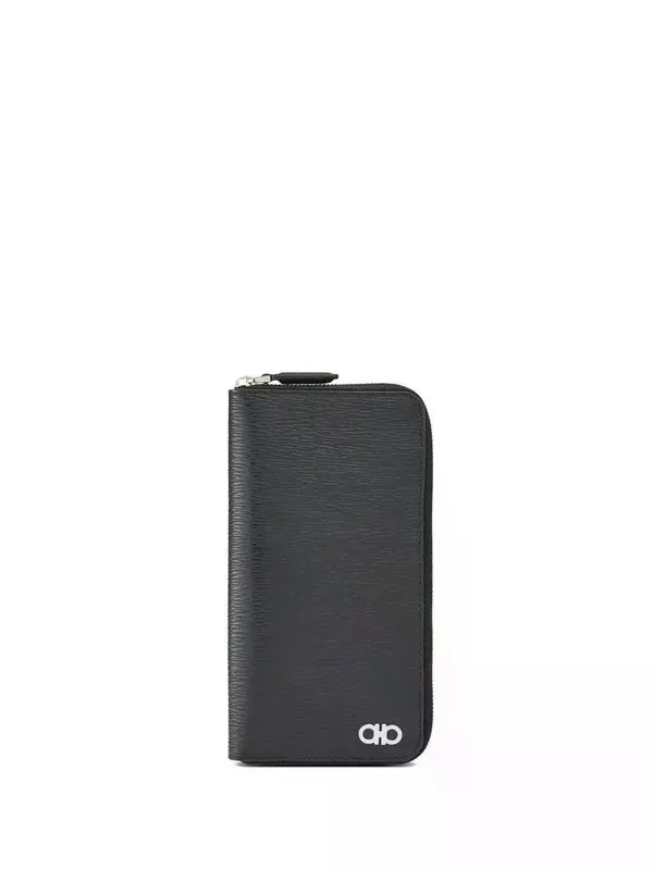 FERRAGAMO Gancini-plaque Document Wallet - Black