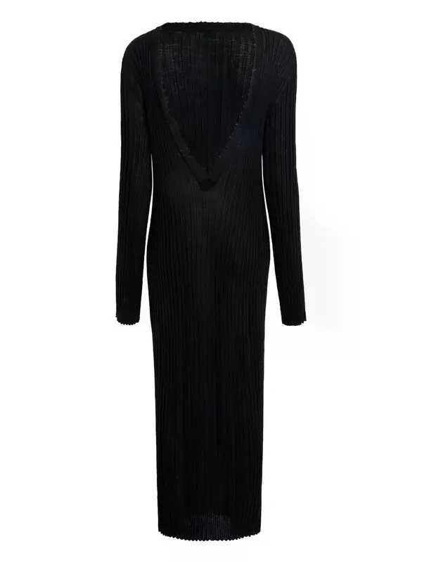 Khaite Ribbed Open-back Midi Dress