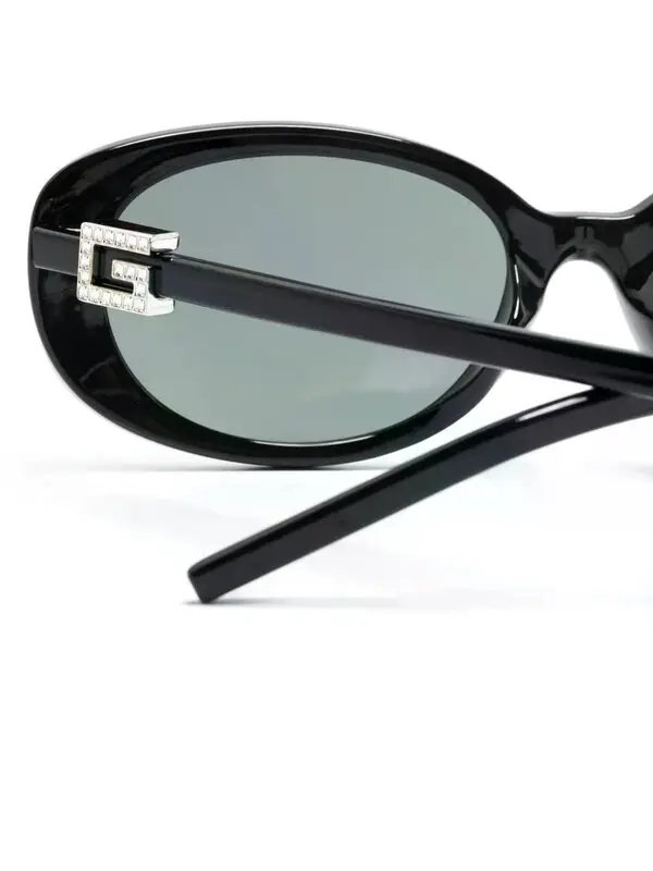 Gucci G-motif Oval-frame Sunglasses - Black