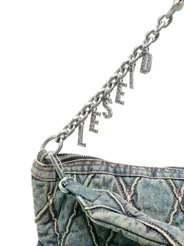 DIESEL® Quilted Shoulder Bag With Chain Embellishment - Blue