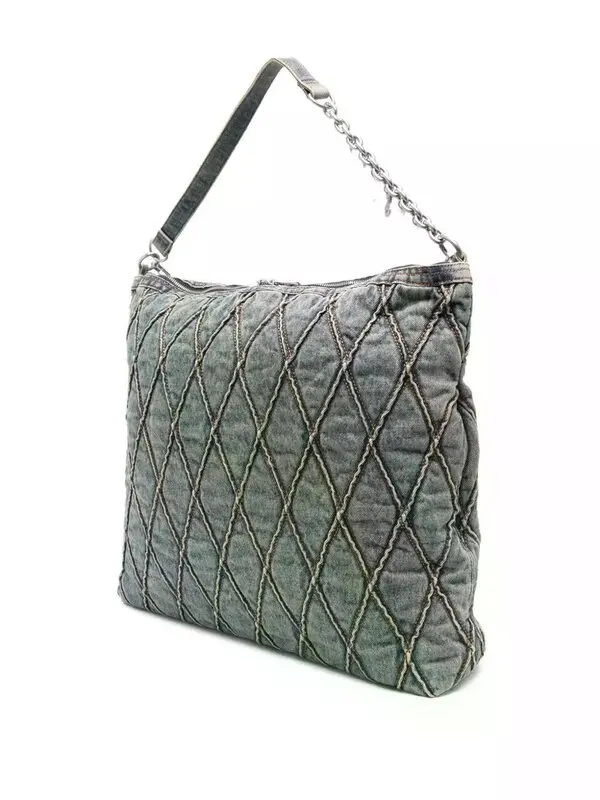 DIESEL® Quilted Shoulder Bag With Chain Embellishment - Blue
