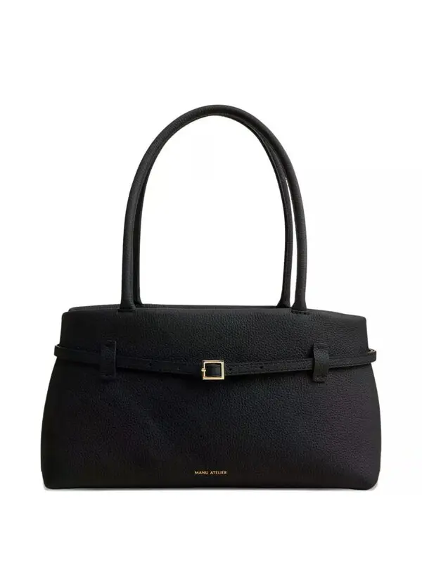 Manu Atelier Buckle-strap Tote Bag With Tubular Handles - Black